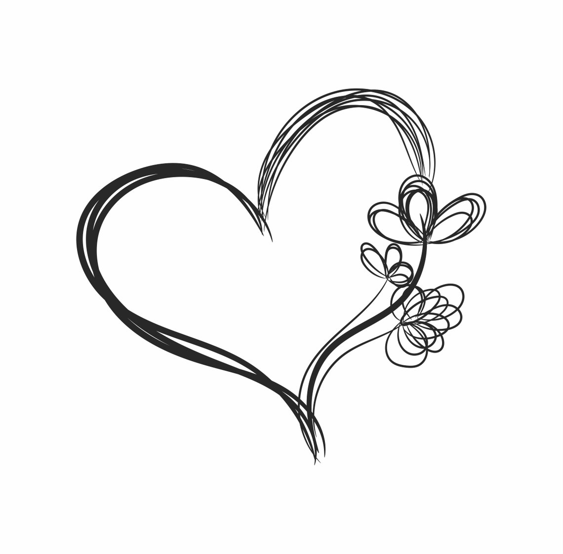 Heart Flower Printable Svg Png File Digital Download File Digital Print ...