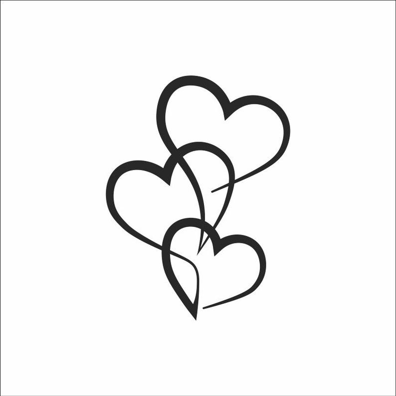 Three Hearts Printable Svg Png File Digital Print Hearts Downloadable ...