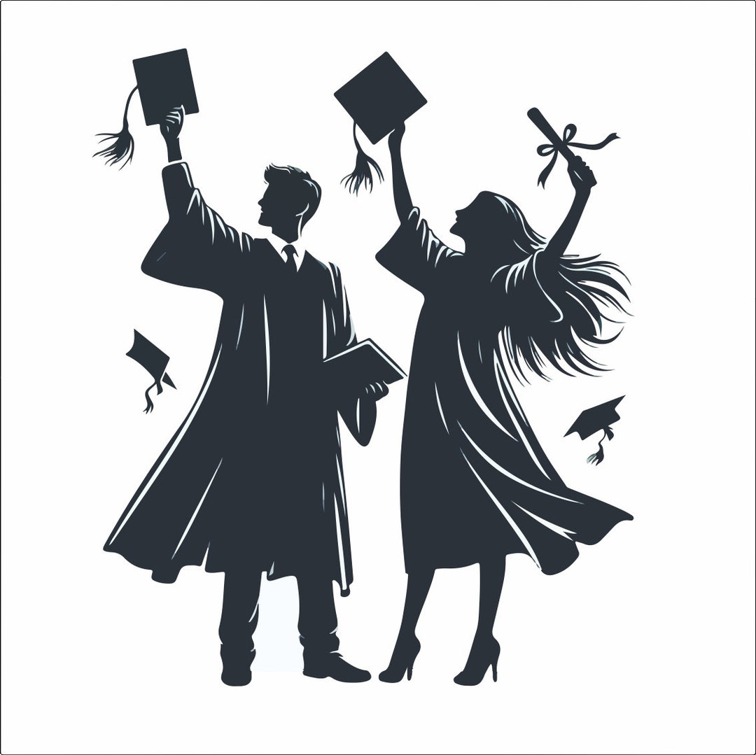 Grad Girl Silhouette Graduation 2025 Svg Png Grad Silhouettes Girl Boy ...