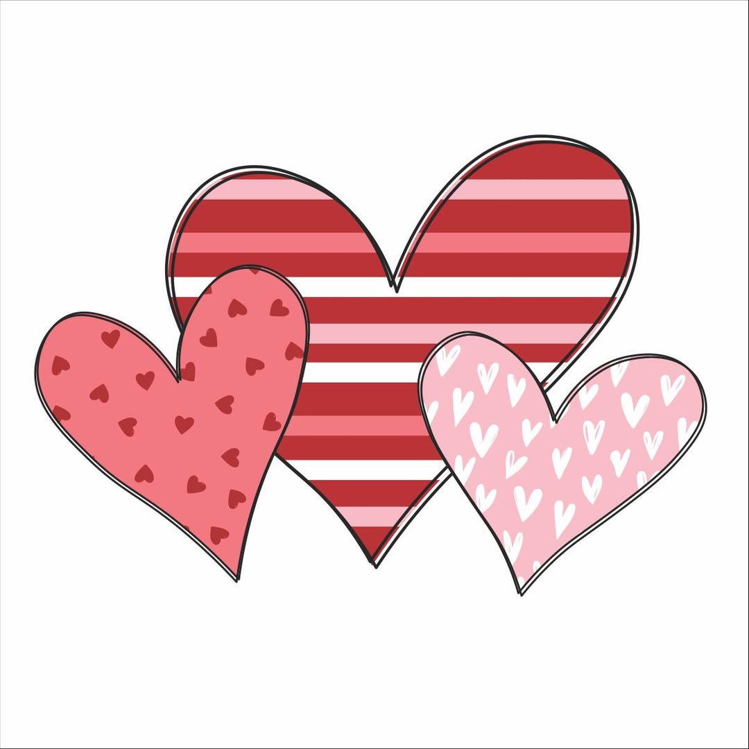 Three Hearts Printable Svg Png File Digital Print Hearts Downloadable ...