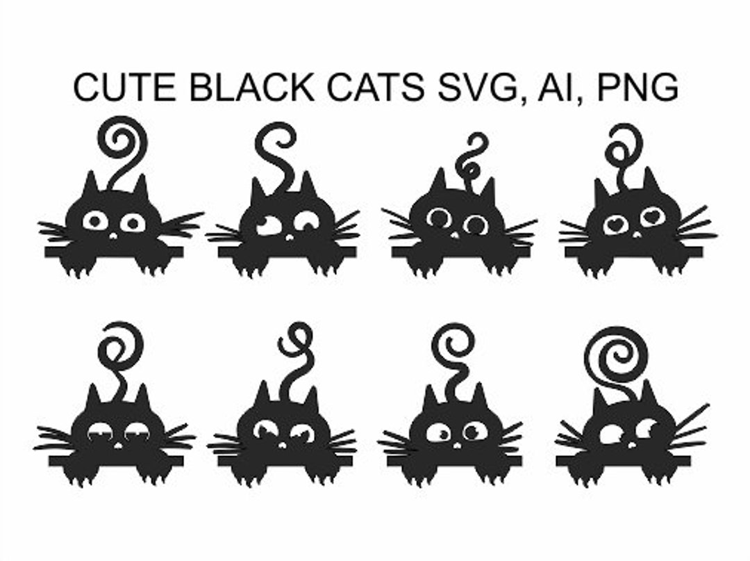 Black Cats Svg Cute Black Cat Bundle Printable Digital Prints ...