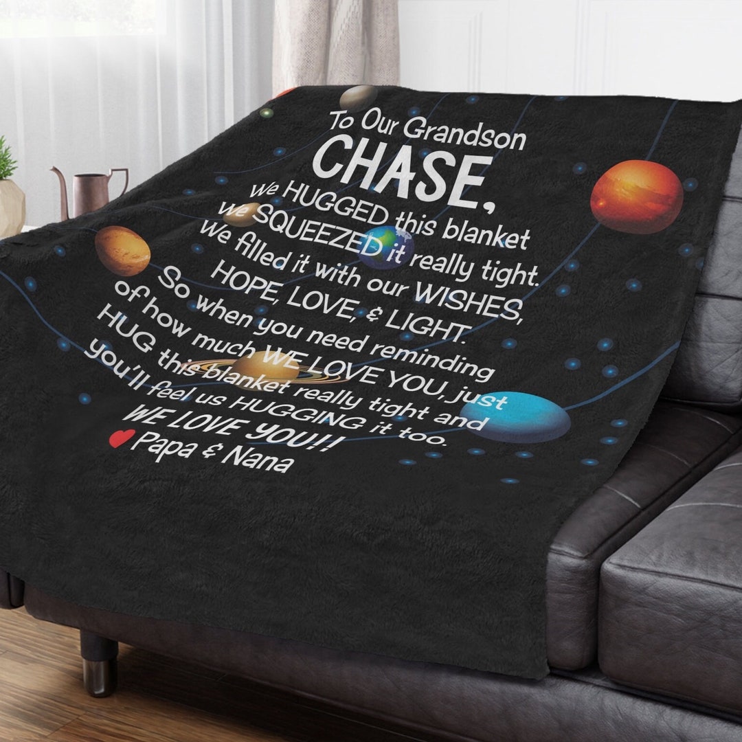 Grandson Gifts Personalized Planets Space Blanket Custom Grandson Gifts ...