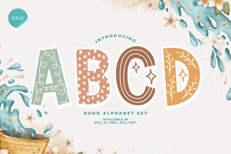 Boho Alphabet Svg Bundle Cute Letters Printable Digital Prints Cute ...