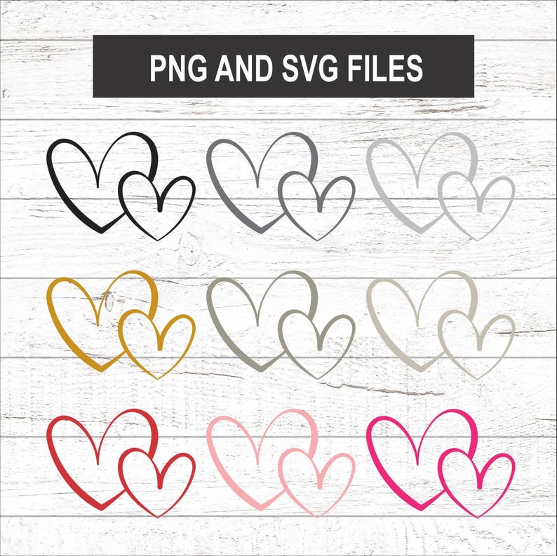Hearts Printable Svg Png File Digital Download File Print Double Hearts ...