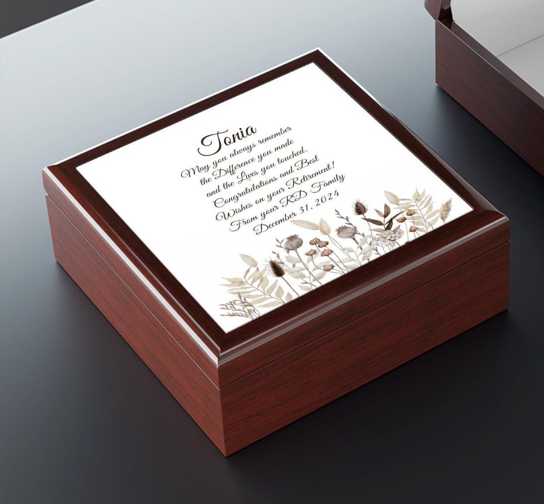 Retirement Gifts for Women Personalized Retirement Jewelry Box Coworker ...