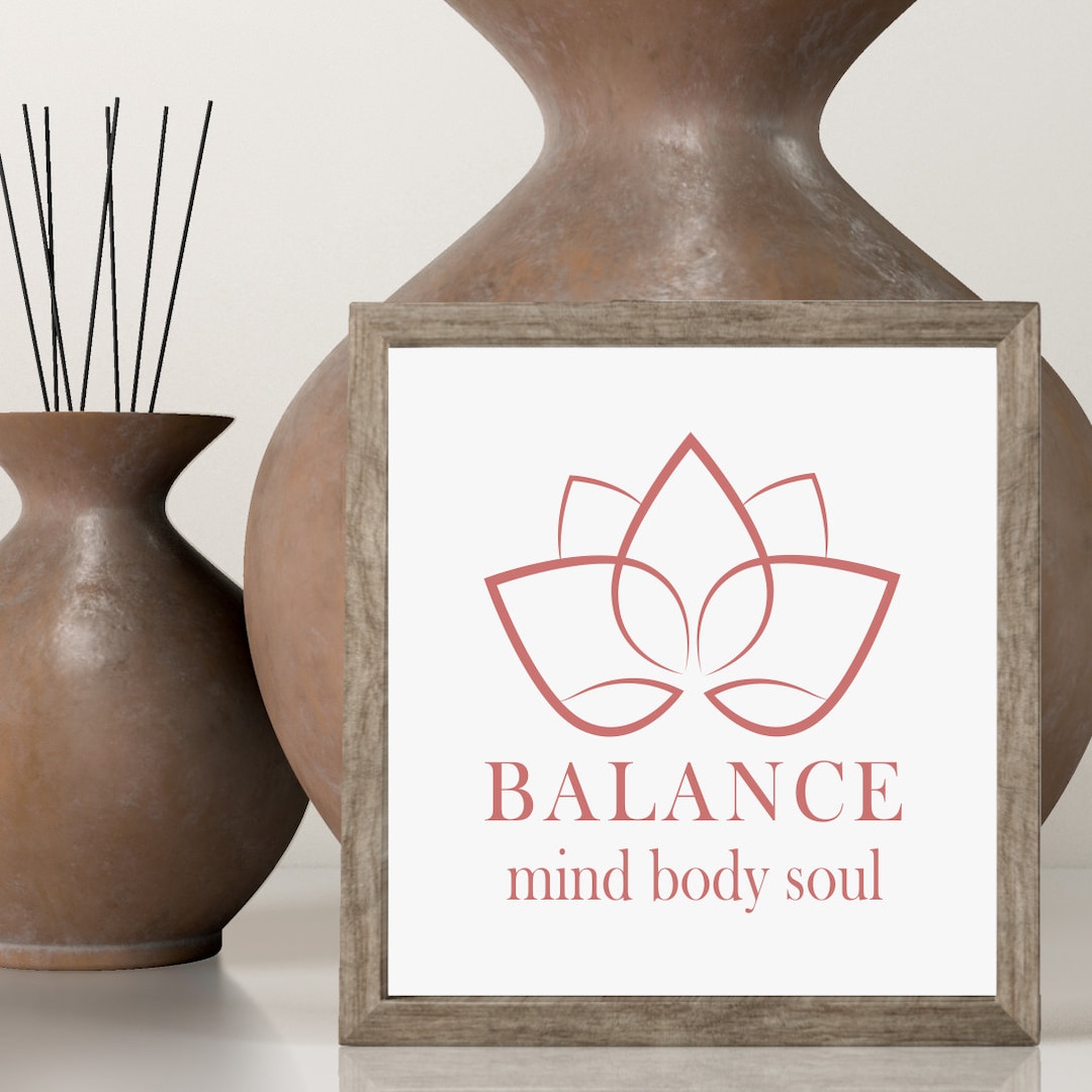 Balance Mind Body Soul Digital Print Yoga Wall Art Meditation Wall Art ...