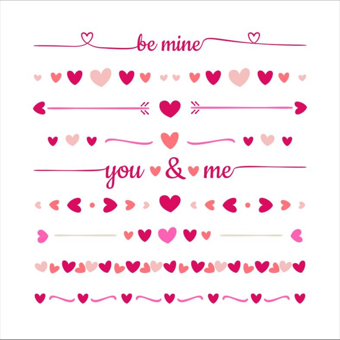 Hearts Printable Svg Png Files Digital Download File Digital Print Pink ...