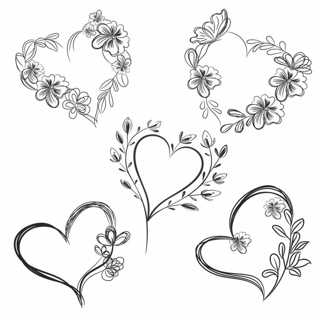 Heart Flower Printable Svg Png File Digital Download File Digital Print ...