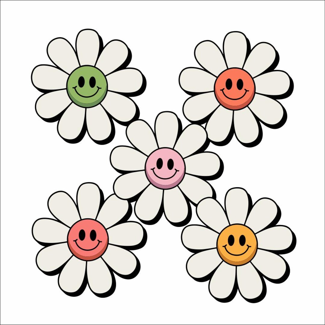 Smile Flower Printable Svg Png Files Digital Download Happy Flower Cute ...