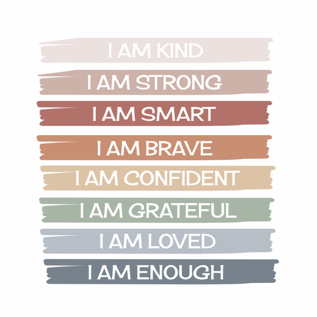 Inspirational Quote I Am Kind Smart Brave Wall Art Positive ...