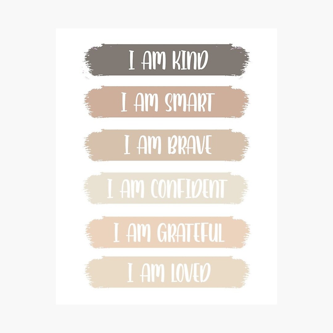 Positive Affirmations Wall Art Affirmations Earth Tones Positive ...