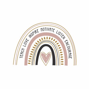 Teacher Boho Rainbow Svg Pdf Png Printable Teacher Boho Digital Print ...