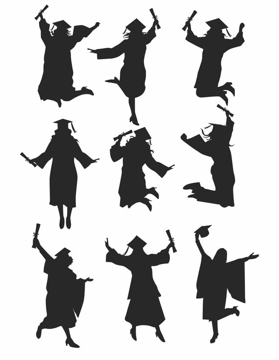 Graduation Jumping Silhouette