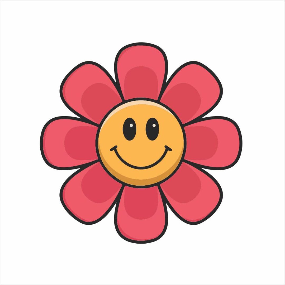 Smile Flower Printable Svg Png Files Digital Download Happy Flower Cute ...