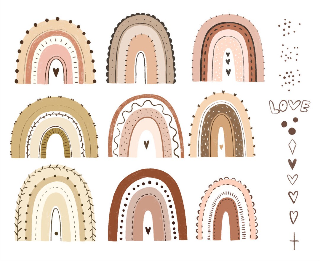 Boho Rainbow Svg Cute Rainbow Printable Digital Prints Moon Heart Cute ...