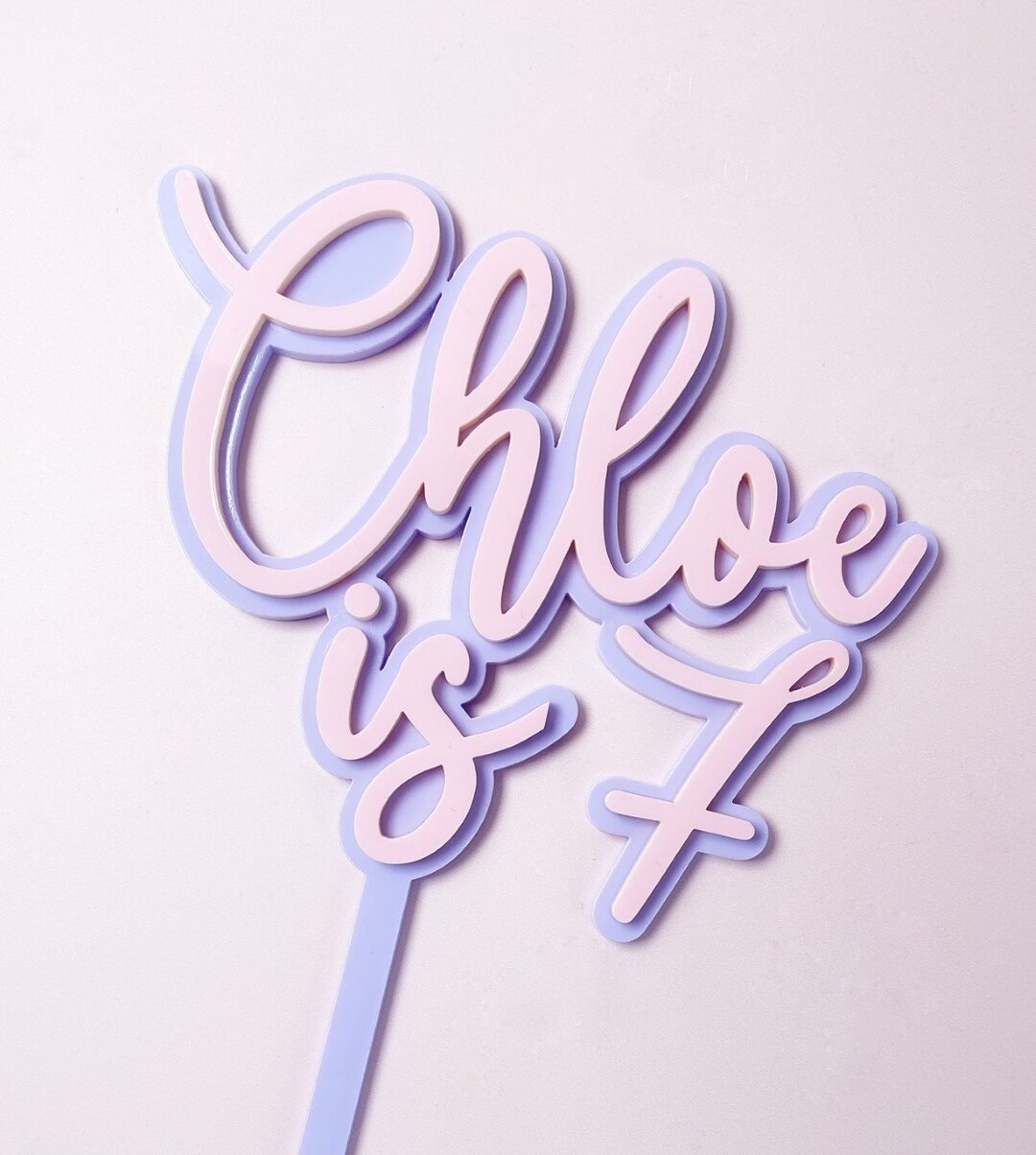Personalised Double-layer Cake Topper | Acrylic Name & Age Cake Topper ...