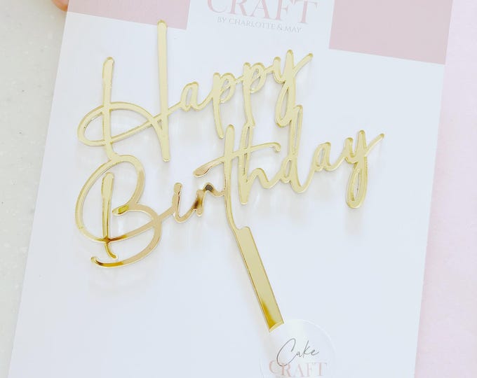 Happy Birthday Cake Topper | Acrylic Cake Topper | Simple Birthday Cake ...