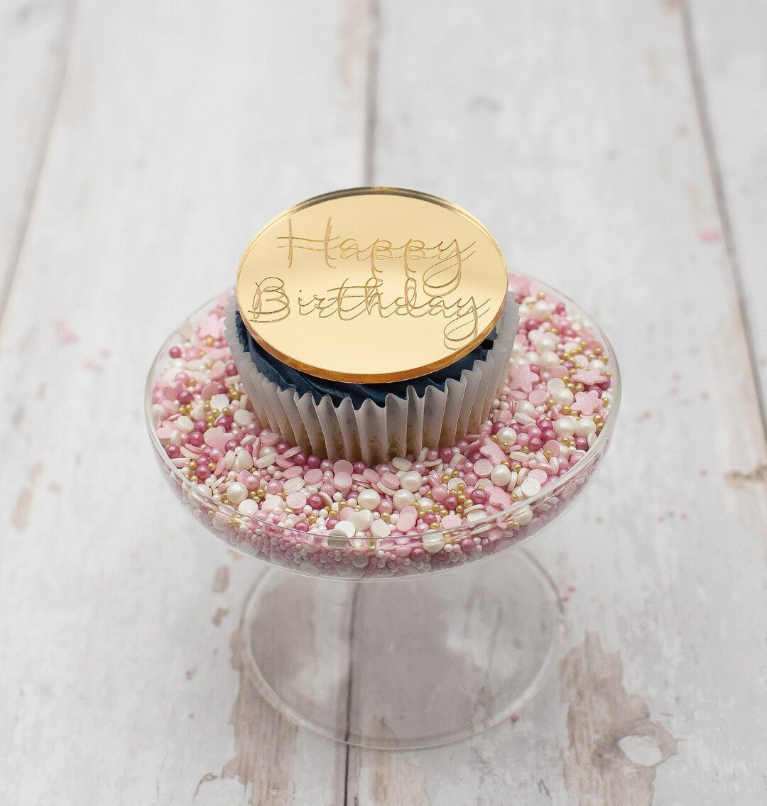 Acrylic Cupcake Disc Happy Birthday - Etsy