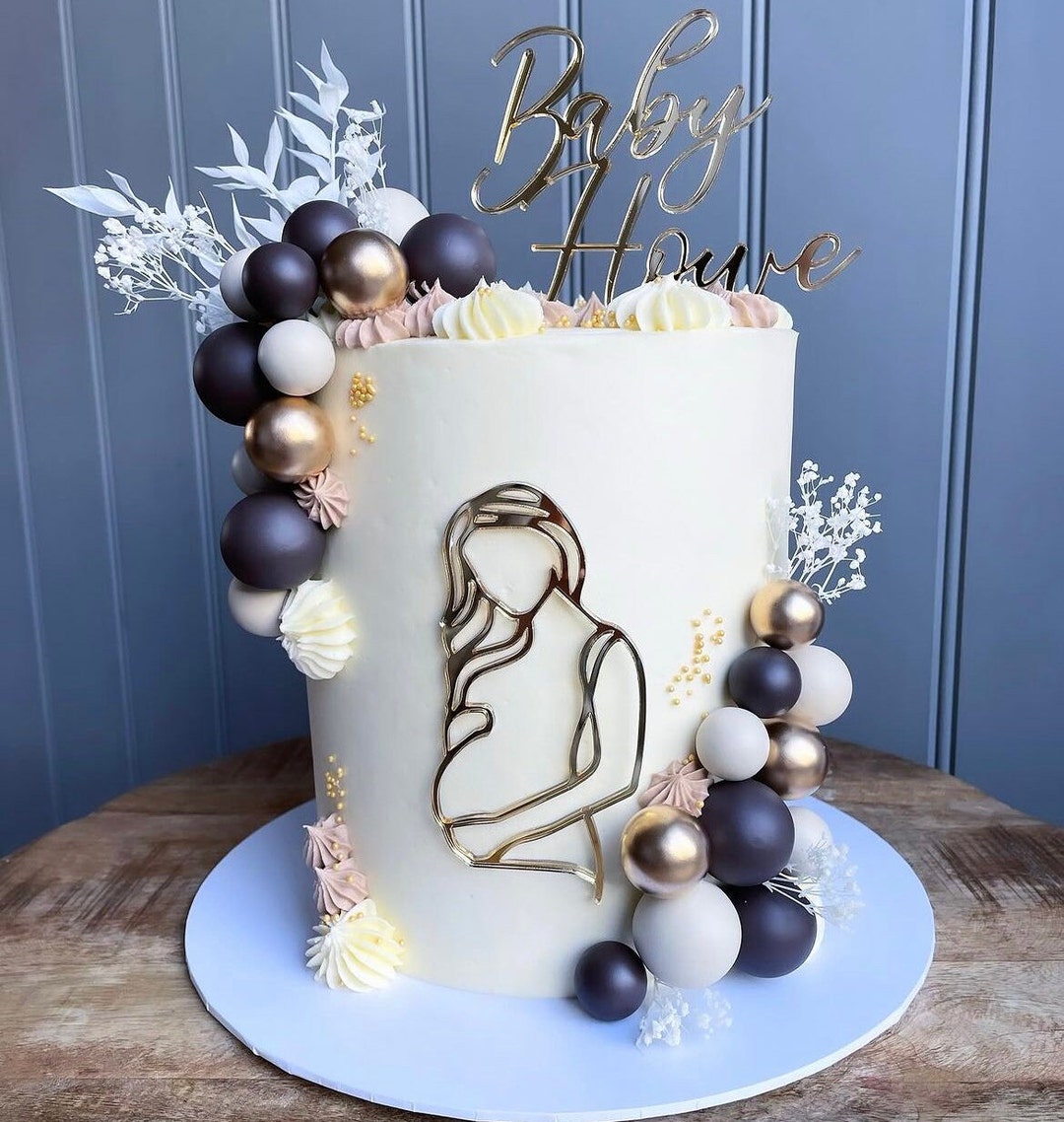 Pregnant Women Silhouette Acrylic Topper | Line Art | Pregnancy Topper ...