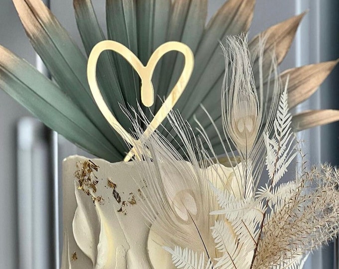 Heart Cake Topper Heart Cake Decoration Acrylic Valentines Cake Topper ...