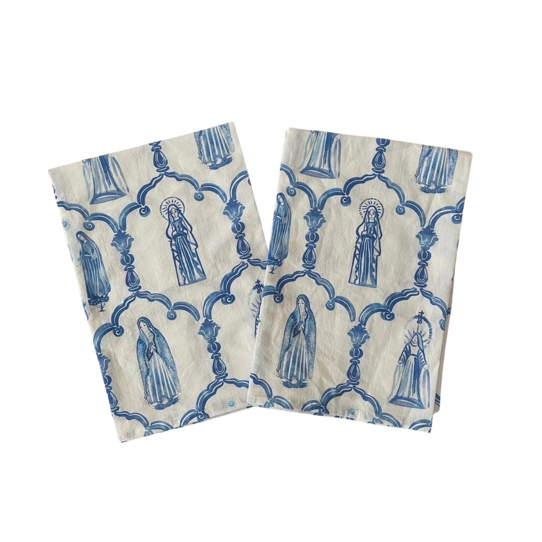 Catholic Mary Apparition Hand Towels | Blue & White Set of 2 - Etsy