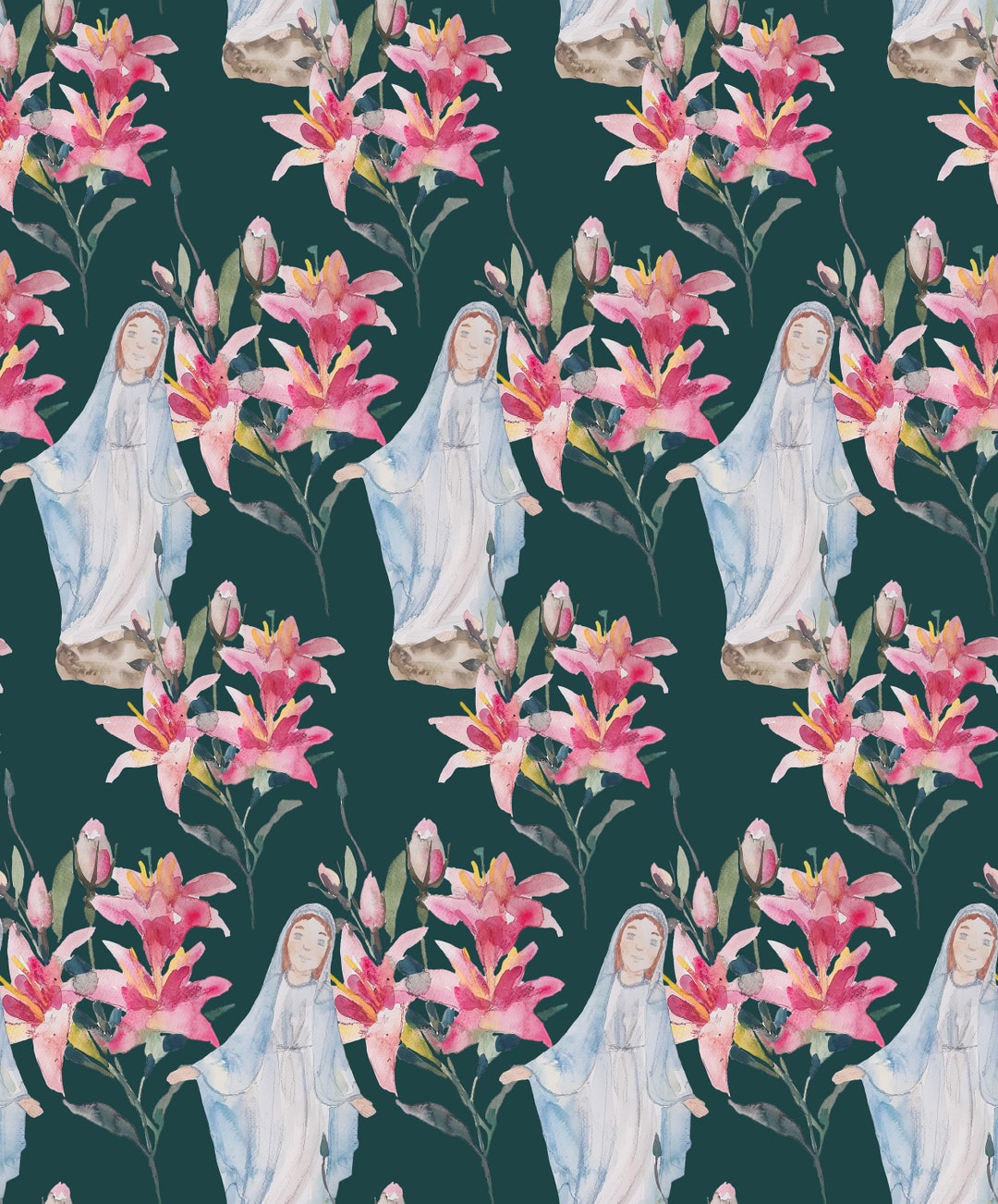Our Lady of the Lillies Blessed Mother Scarf Miraculous - Etsy