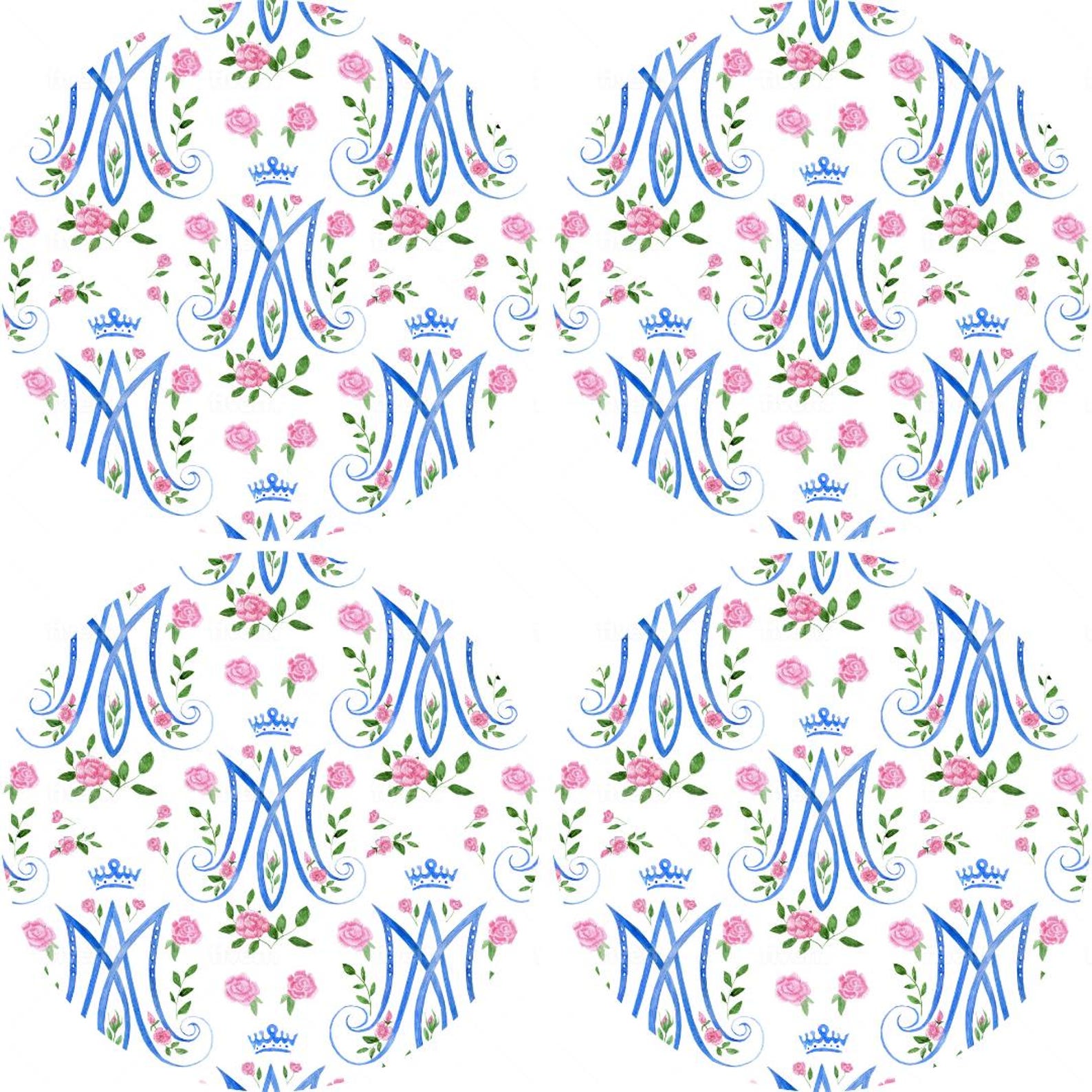 Auspice Maria Catholic Plate | Blessed Mother Floral Design - Etsy