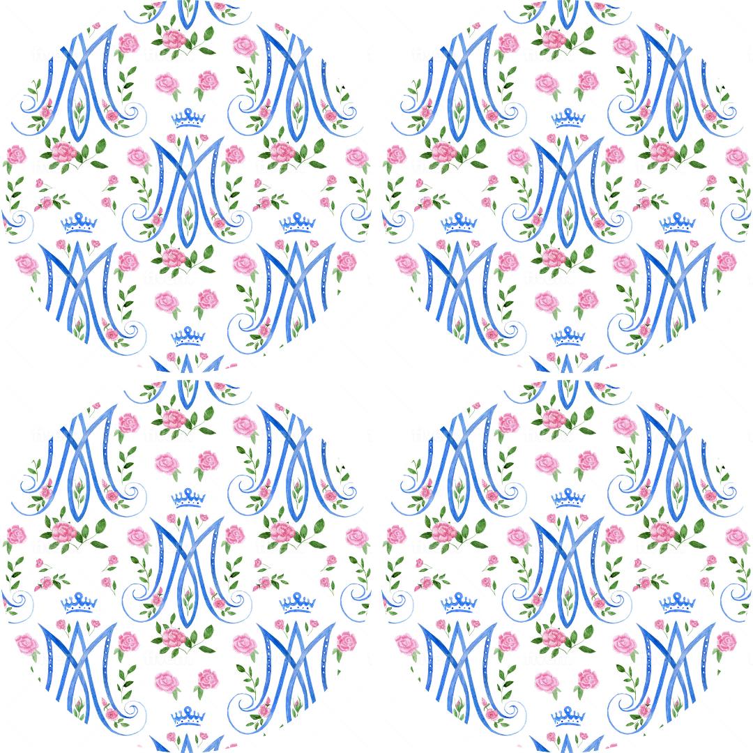 Auspice Maria Catholic Plate | Blessed Mother Floral Design - Etsy