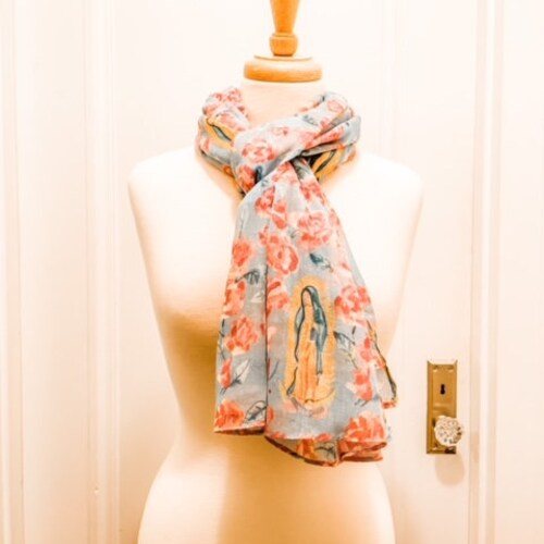 Our Lady of Guadalupe Stripe Catholic Scarf Mary Scarf - Etsy