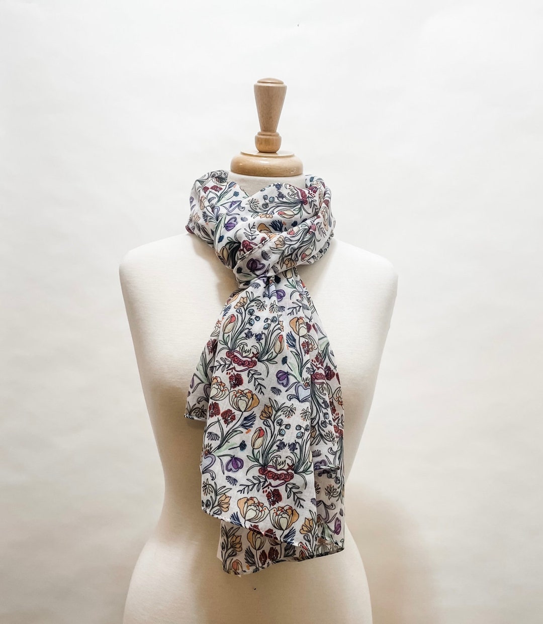 Immaculate Heart and Sacred Heart Floral Scarf | Catholic Scarf ...