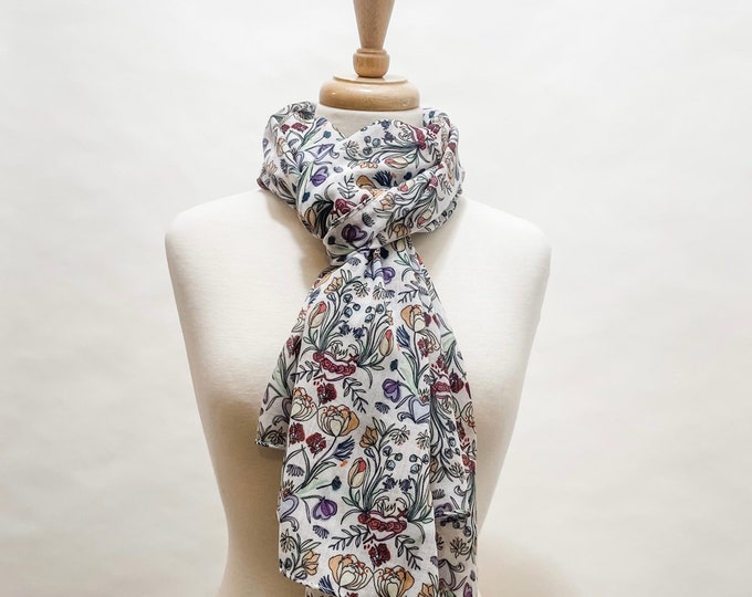 Immaculate Heart and Sacred Heart Floral Scarf | Catholic Scarf ...