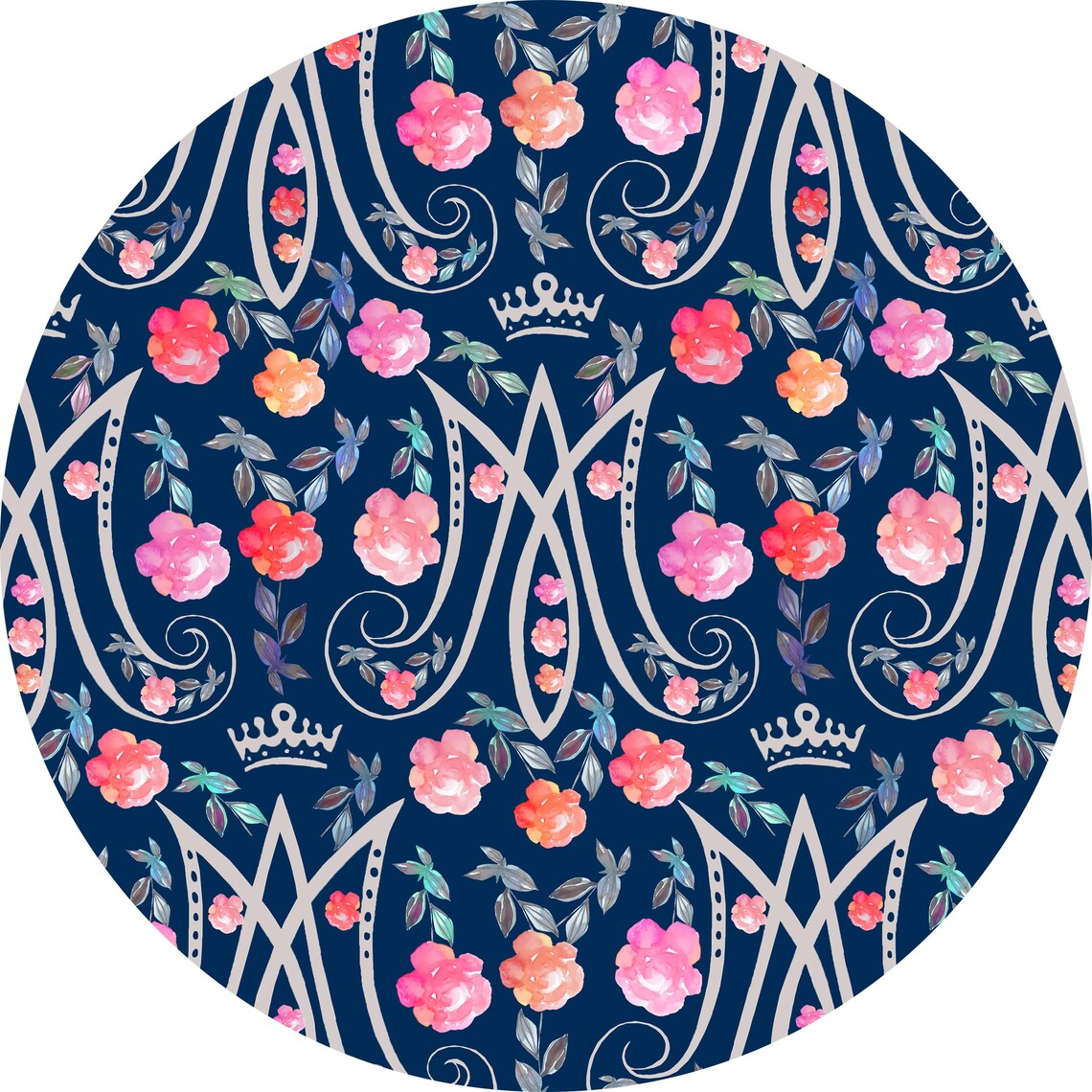 Auspice Maria Catholic Plate | Blessed Mother Floral Design - Etsy