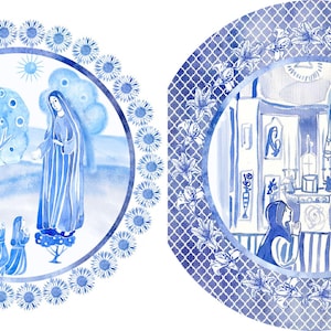 Set of 4 Marian Apparition Plates | Catholic Set of 4 Blessed Mother ...