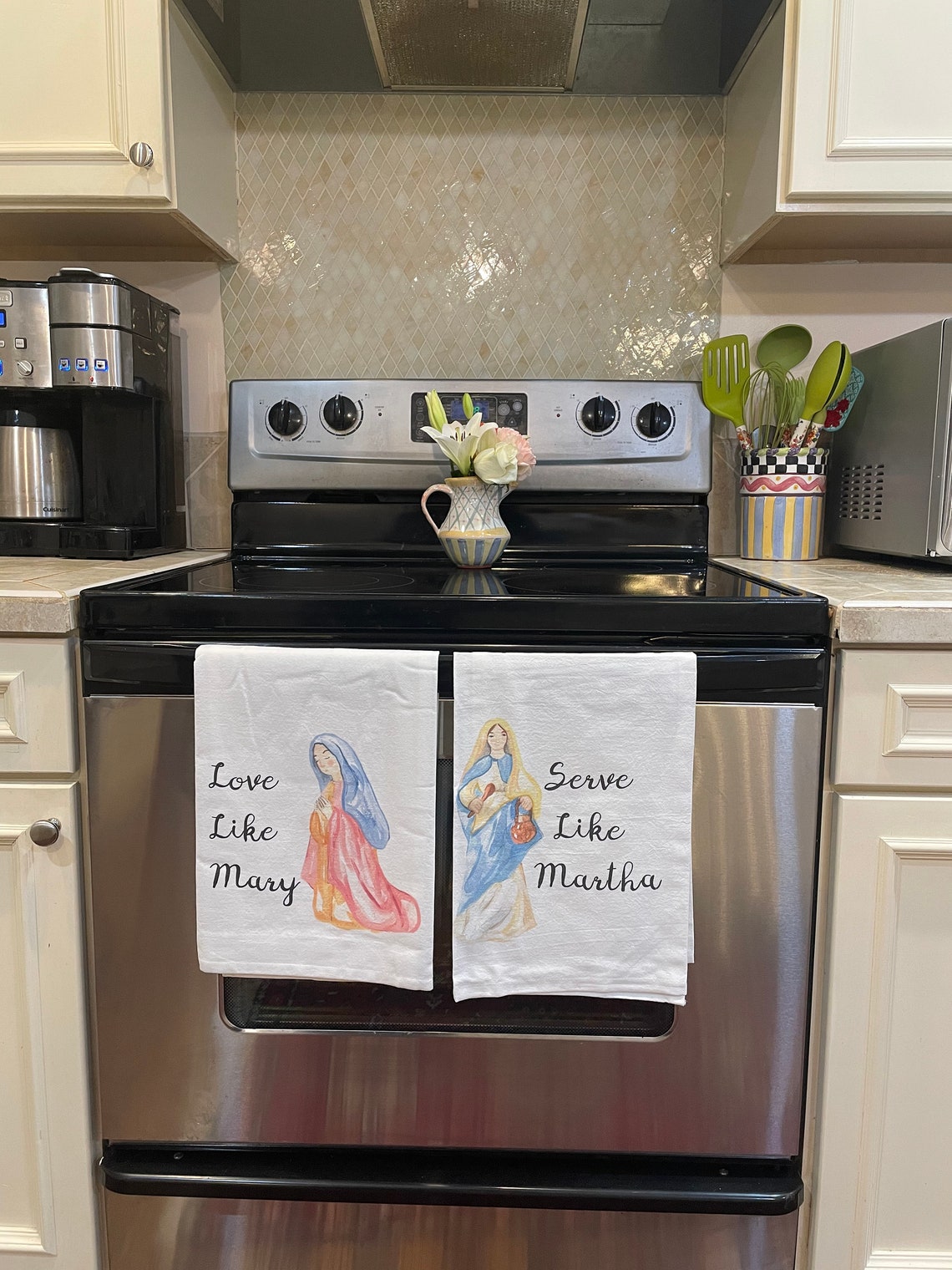Love Like Mary Serve Like Martha Catholic Hand Towels | Mary and Martha ...
