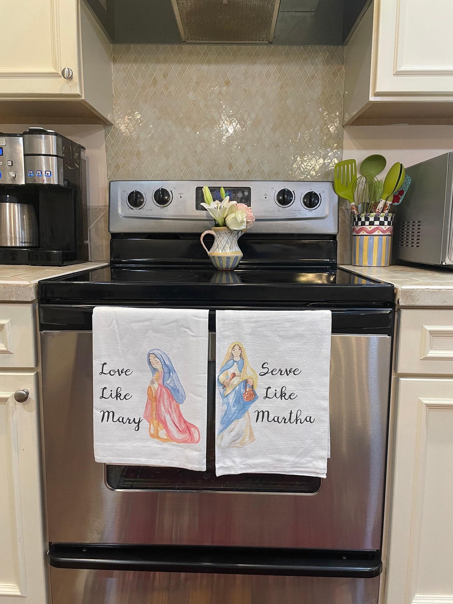 Catholic Hand Towels | Love Like Mary Serve Martha Cotton Kitchen ...