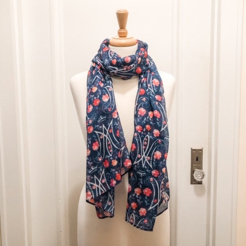Ave Maria Navy Blue Catholic Fashion Scarf Auspice Maria Blessed Mother ...
