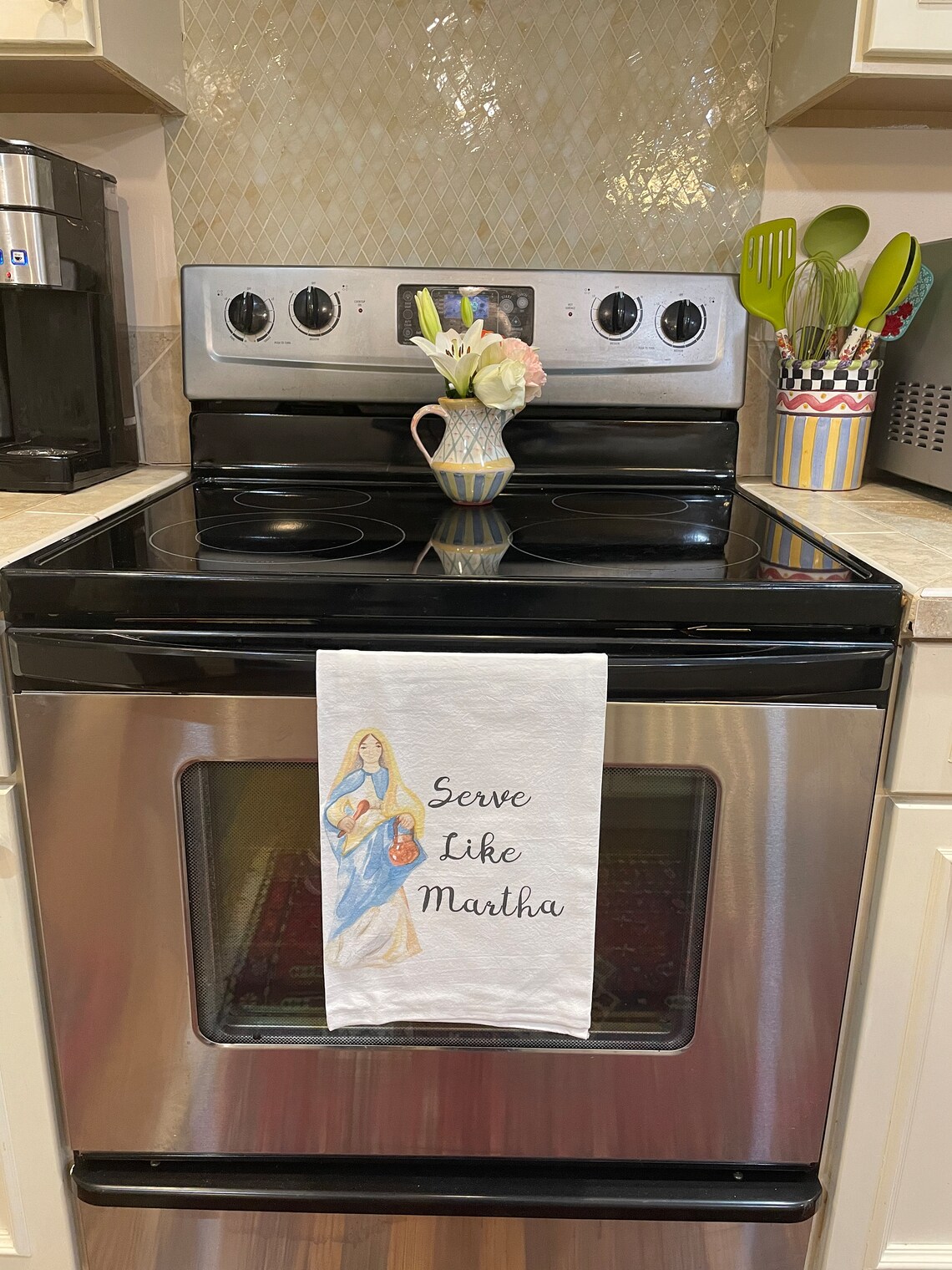 Catholic Hand Towels | Love Like Mary Serve Martha Cotton Kitchen ...