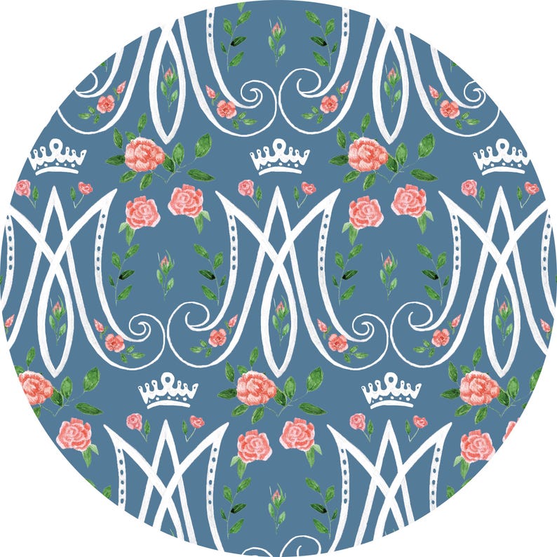 Auspice Maria Catholic Plate | Blessed Mother Floral Design - Etsy