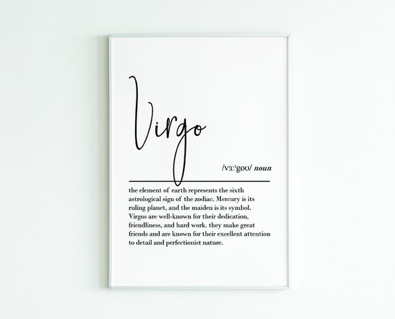 Virgo Definition Print Zodiac Posters Astrology Wall Art - Etsy