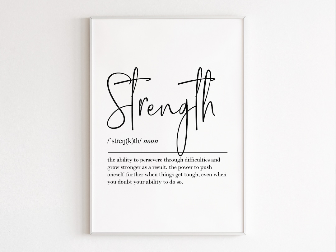 Strength Definition Print, Inspirational Wall Art, Motivational Wall ...