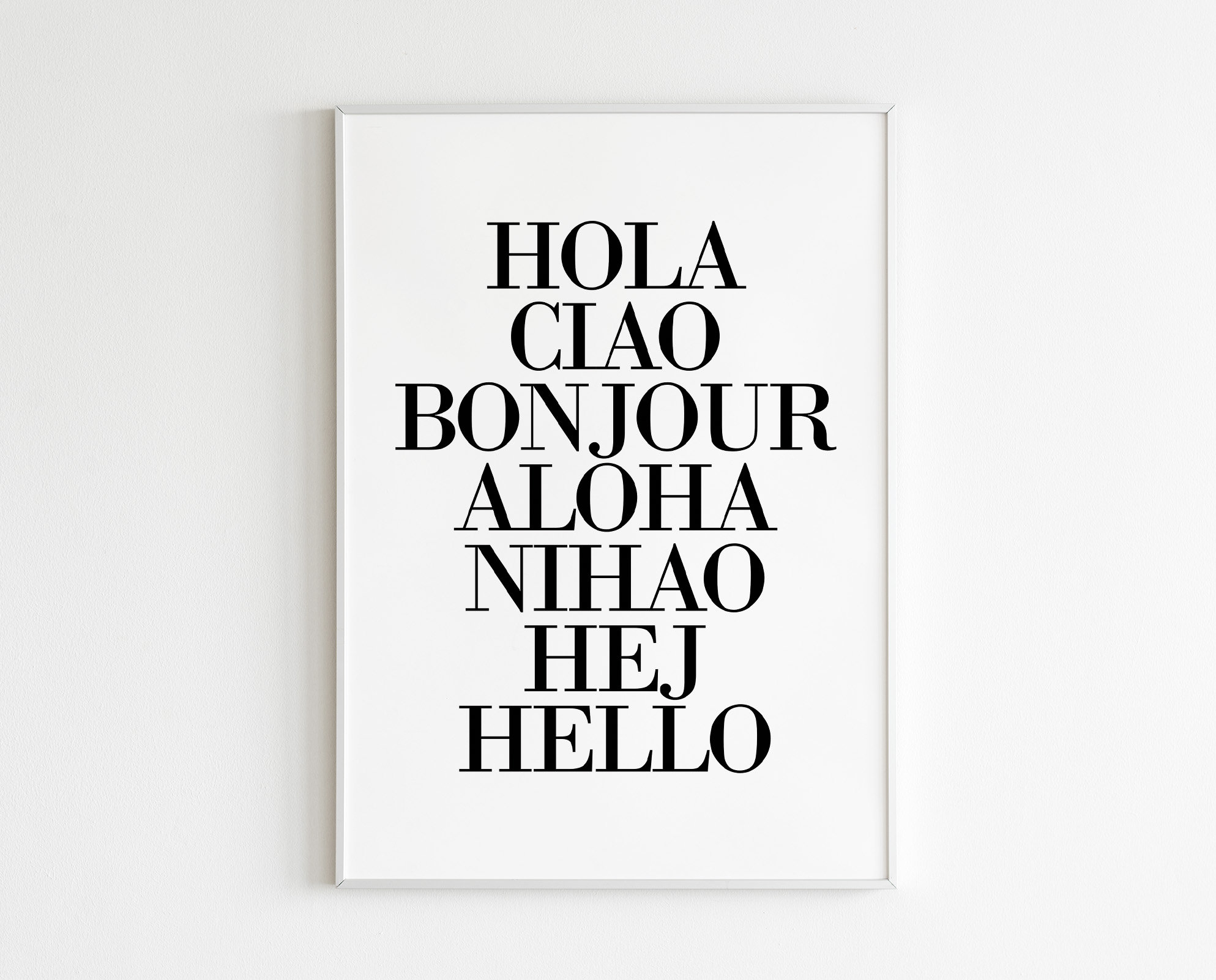 Hola Ciao Bonjour Aloha Nihao Hej Hello Print Living Room Art | Etsy India