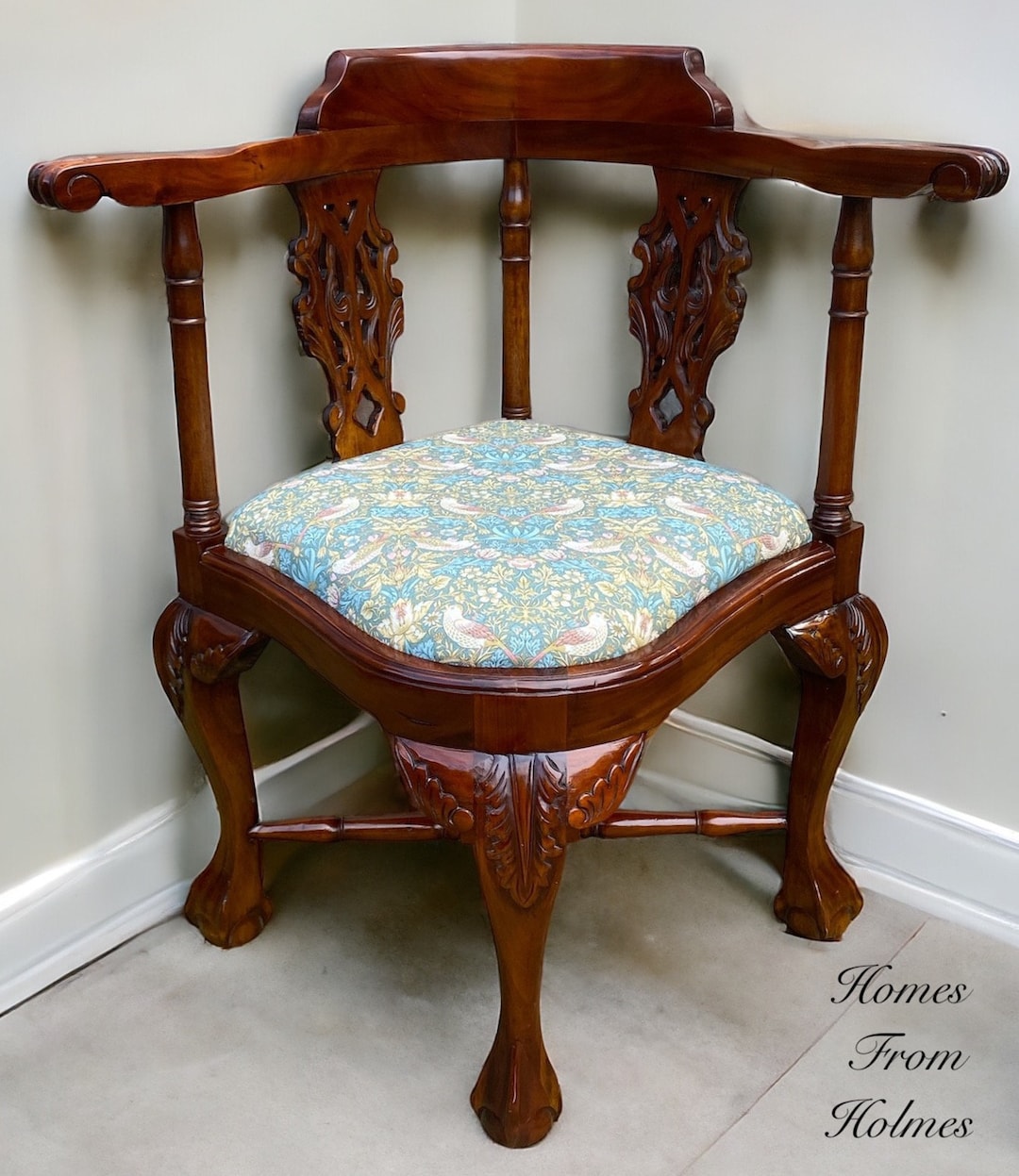 Chippendale Style Mahogany Corner Chair / Reproduction Chippendale ...