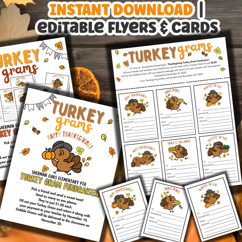 Turkey Gram Fundraiser Flyer Template EDITABLE | Thanksgiving Candy ...