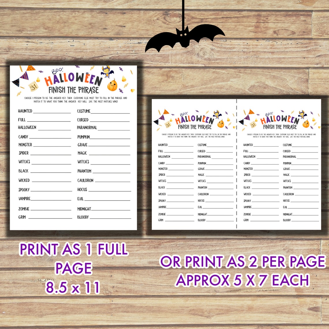 Halloween Finish the Phrase Game | Finish That Phrase Halloween Party ...