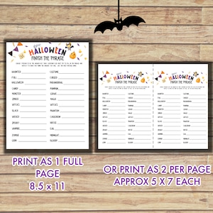 Halloween Finish the Phrase Game | Finish That Phrase Halloween Party ...