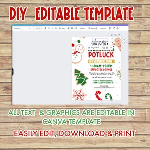 Christmas Potluck Flyer EDITABLE | Christmas Potluck Invitation ...