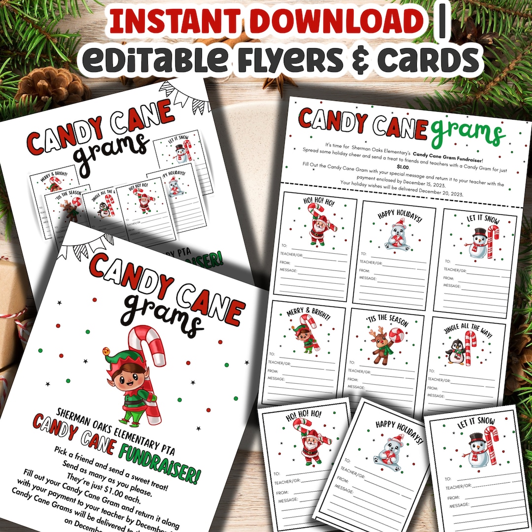 Candy Cane Gram Fundraiser Flyer EDITABLE | Christmas Gram Flyer ...