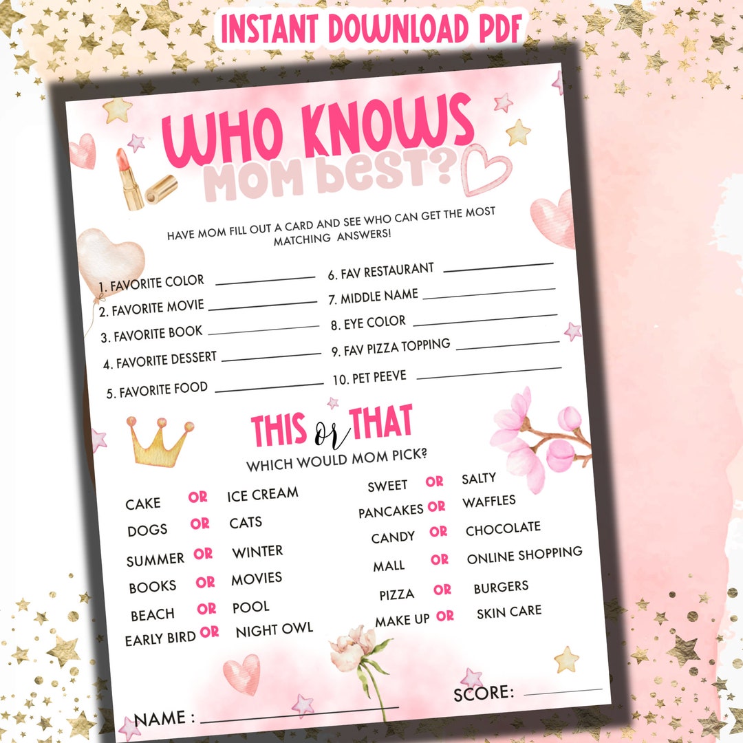 Who Knows Mom Best Game | How Well Do You Know Mommy Game| Mother's Day ...