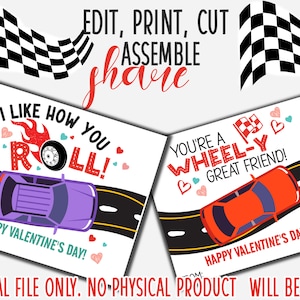 Hot Wheels Valentine Cards Printable Matchbox Car Valentine Tags Boy ...
