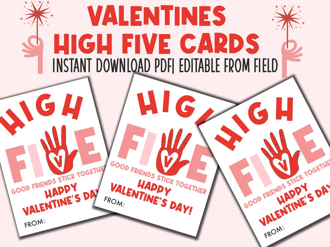 High Five Valentine Printable | Sticky Hand Valentine Card | Slappy ...